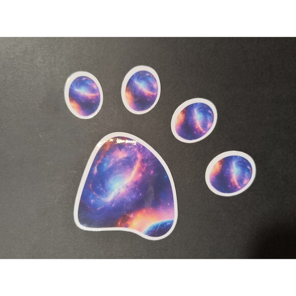 Art | Galaxy Stars Solar System Paw Print Waterproof Vinyl Sticker ...